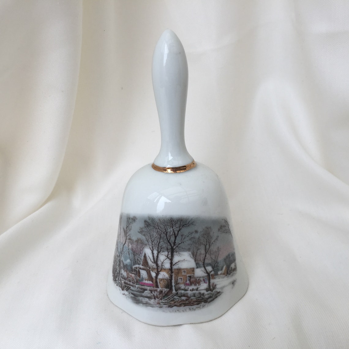 Vintage Collectible Fine Bone China Bell With Snowy Winter Pattern Made ...