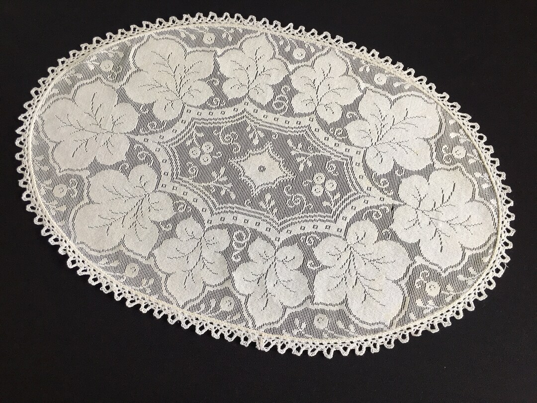 Edwardian Antique Oval Lace Tray Cloth Doily With Leaf Design - Etsy