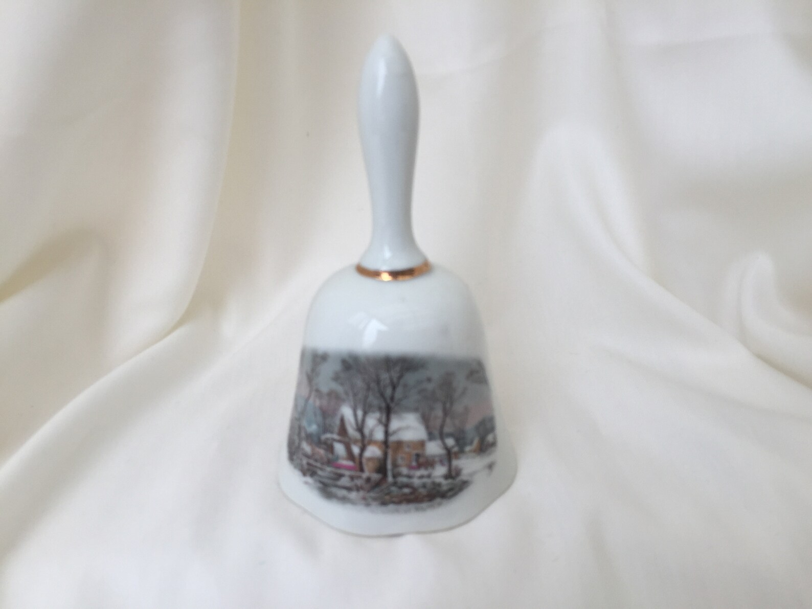 Vintage Collectible Fine Bone China Bell With Snowy Winter Pattern Made ...
