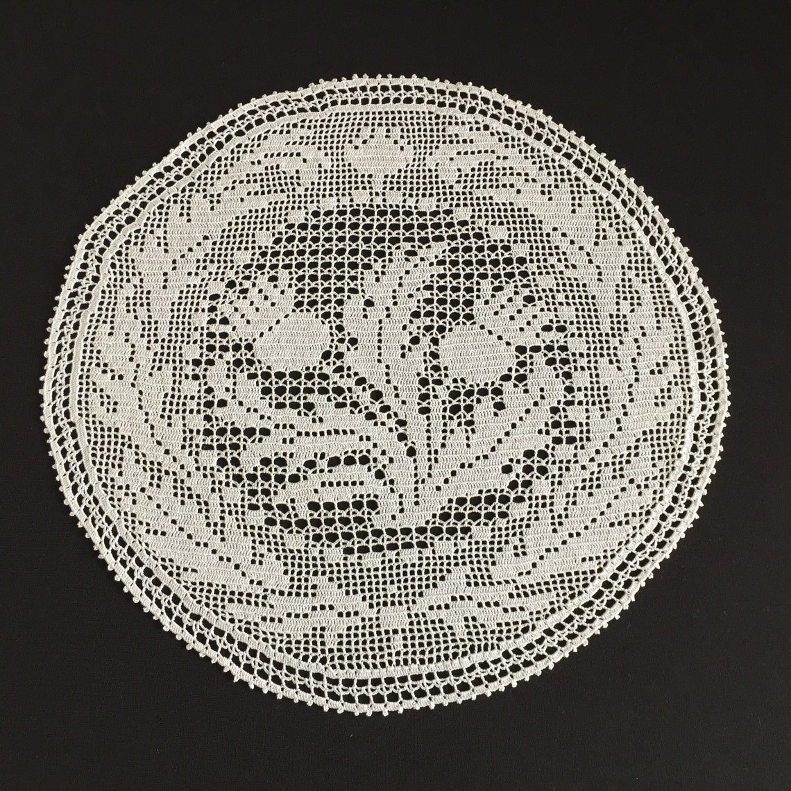Mary Card Designed "thistle D'oyley" Filet Crochet Lace Doily English ...