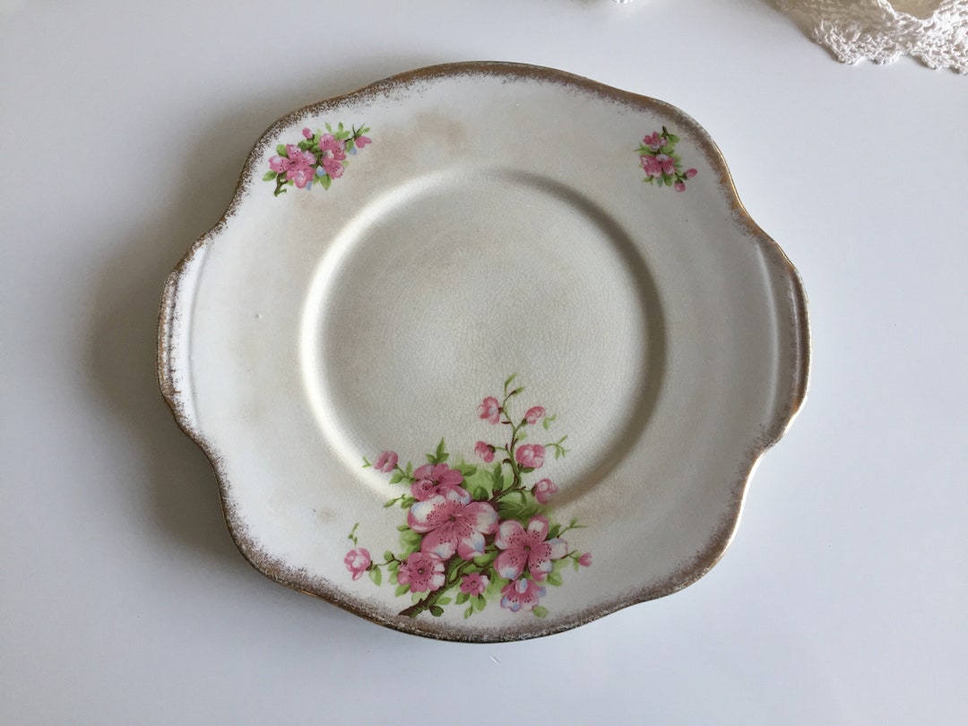 Rare Vintage Alma Ware Cake Plate With Apple Blossoms Pattern - Etsy