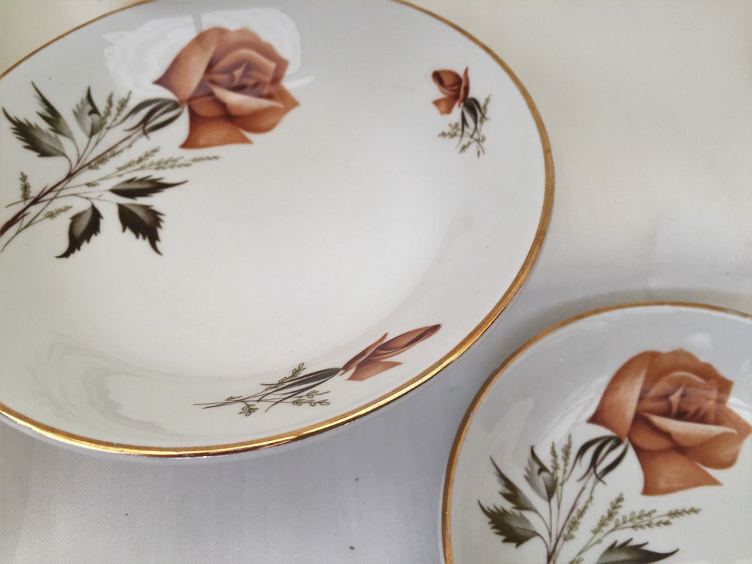 A Pair of Swinnertons Ironstone Rose Pattern Ring/pin Dishes or Jam ...