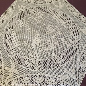 Mary Card Designed "pond Lily" (1930s) Filet Crochet Lace Large ...
