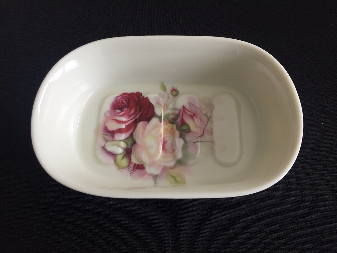 Rare Vintage Belina Cosmetics Porcelain Soap Dish With Roses Design ...