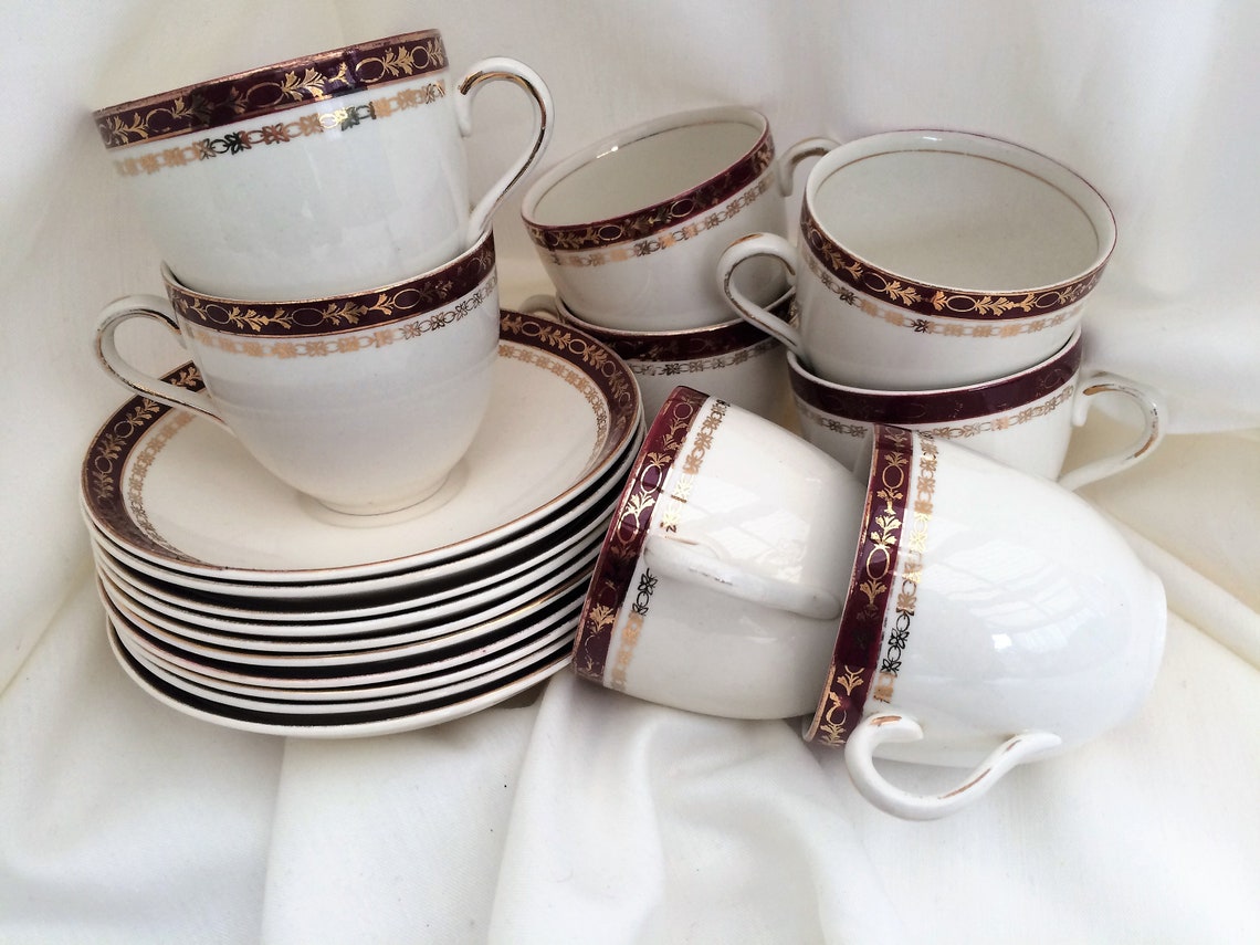 Alfred Meakin Maroon and Gold Vintage Tea Set. 18 Pieces of a - Etsy ...