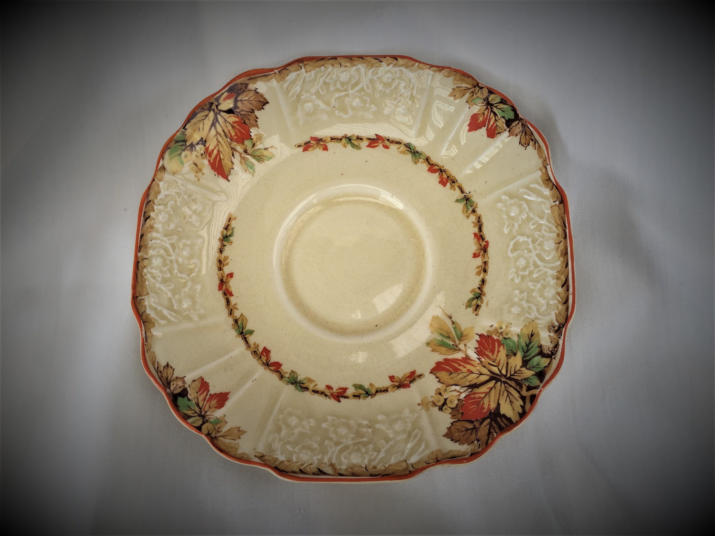 MYOTT Autumn Leaves Pattern Art Deco Vintage Orphan Saucer | Etsy