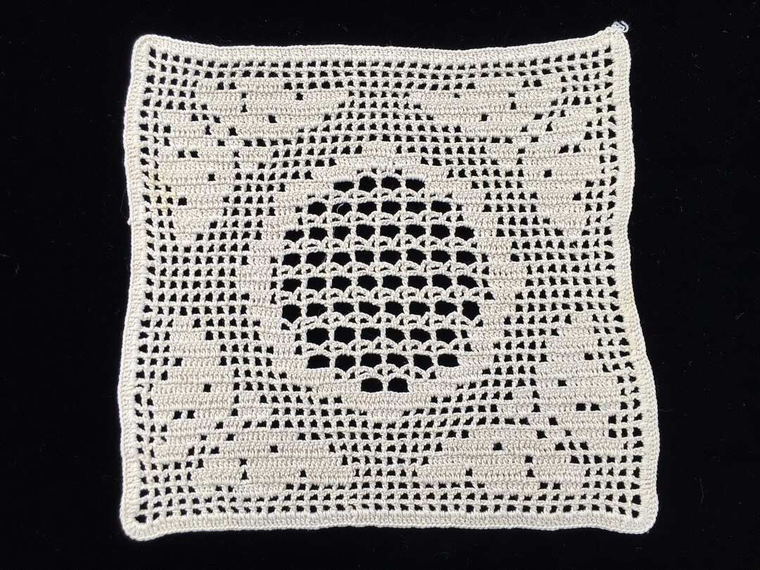 Ecru Filet Lace Doily "butterfly Square" 1930s Weldon Pattern ...