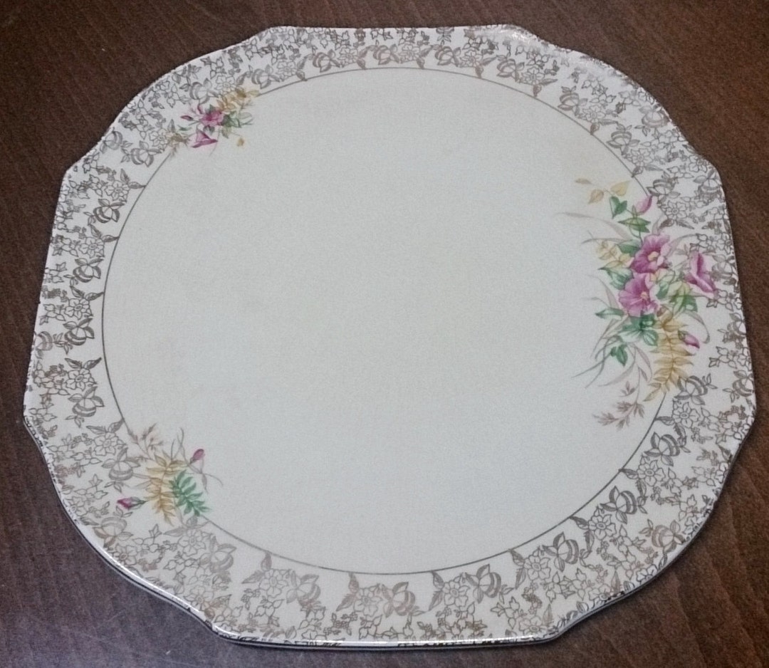 Vintage Lord Nelson Ware Cake Plate, Gold Filigree Floral Border - Etsy