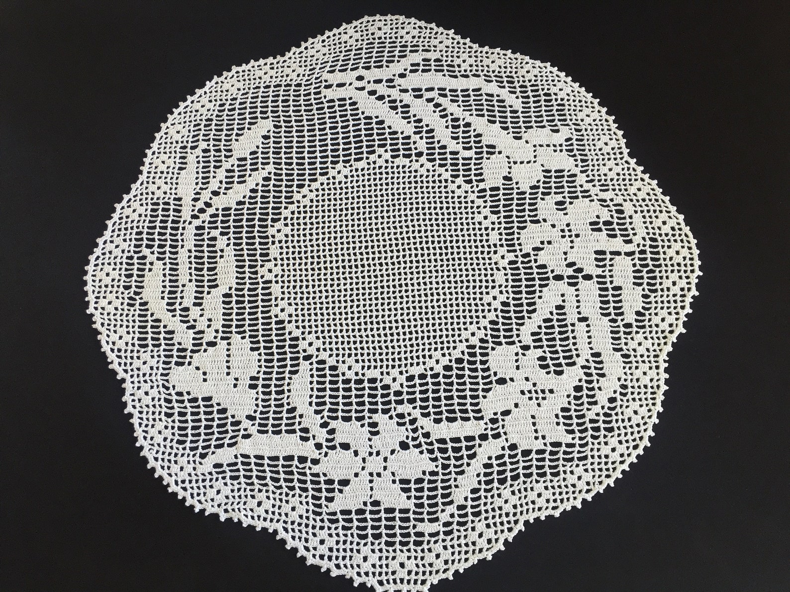Mary Card Designed "lacey LILY Round or Oval Mat" Filet Crochet Lace ...
