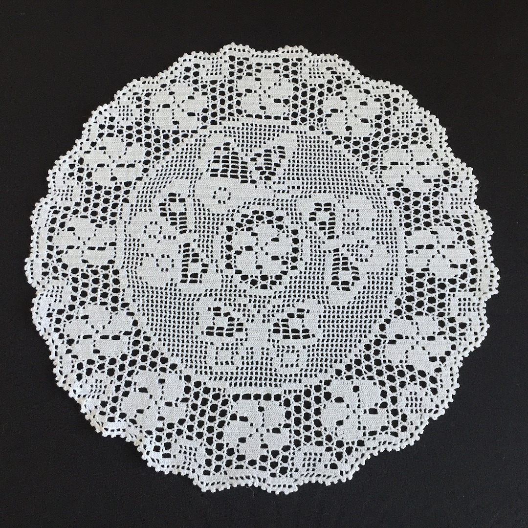 Mary Card "periwinkle & Butterfly" Filet Crochet Lace Doily 1928 Design ...