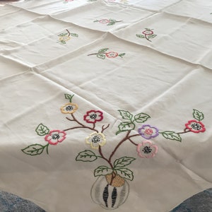Vintage Hand Embroidered 1920-1950s Tablecloth - Etsy