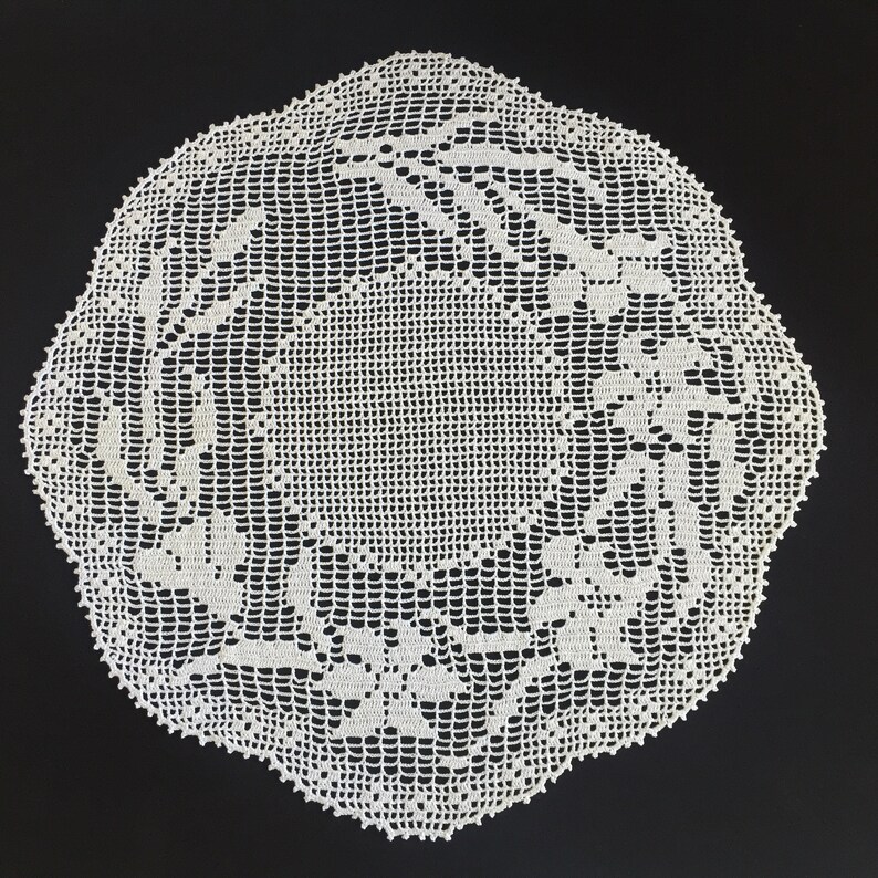 Mary Card Designed "lacey LILY Round or Oval Mat" Filet Crochet Lace ...