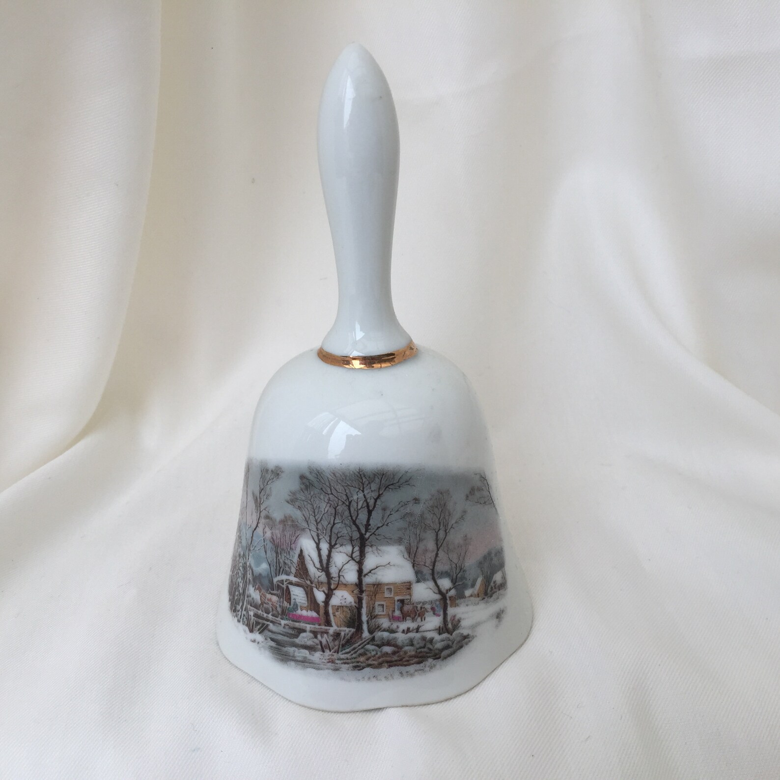 Vintage Collectible Fine Bone China Bell With Snowy Winter Pattern Made ...