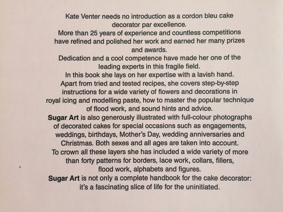 KATE VENTER Sugar Art Vintage Reference Book for Cake Decorators - Etsy