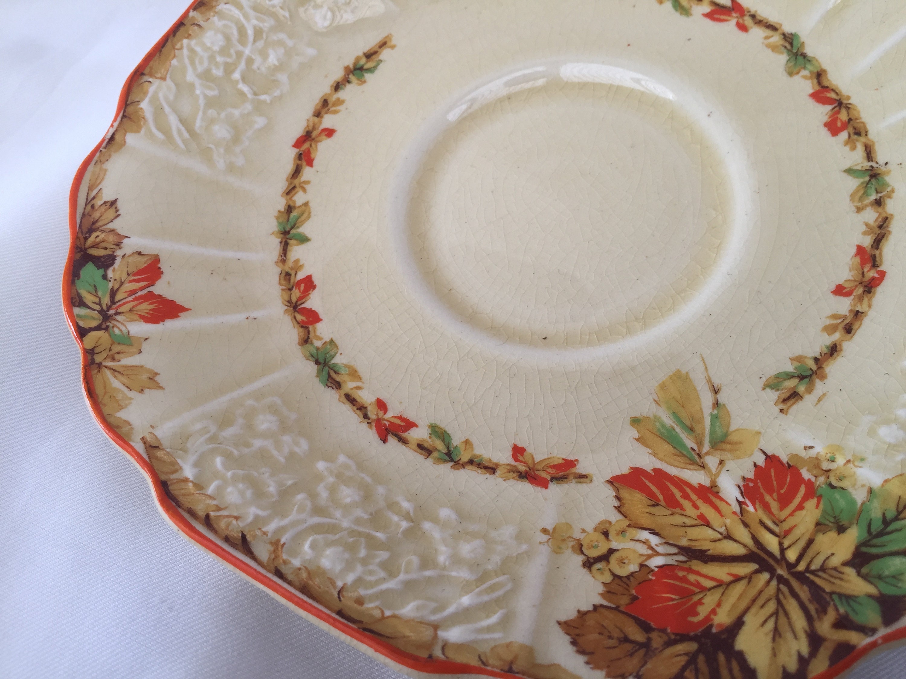 MYOTT Autumn Leaves Pattern Art Deco Vintage Orphan Saucer | Etsy