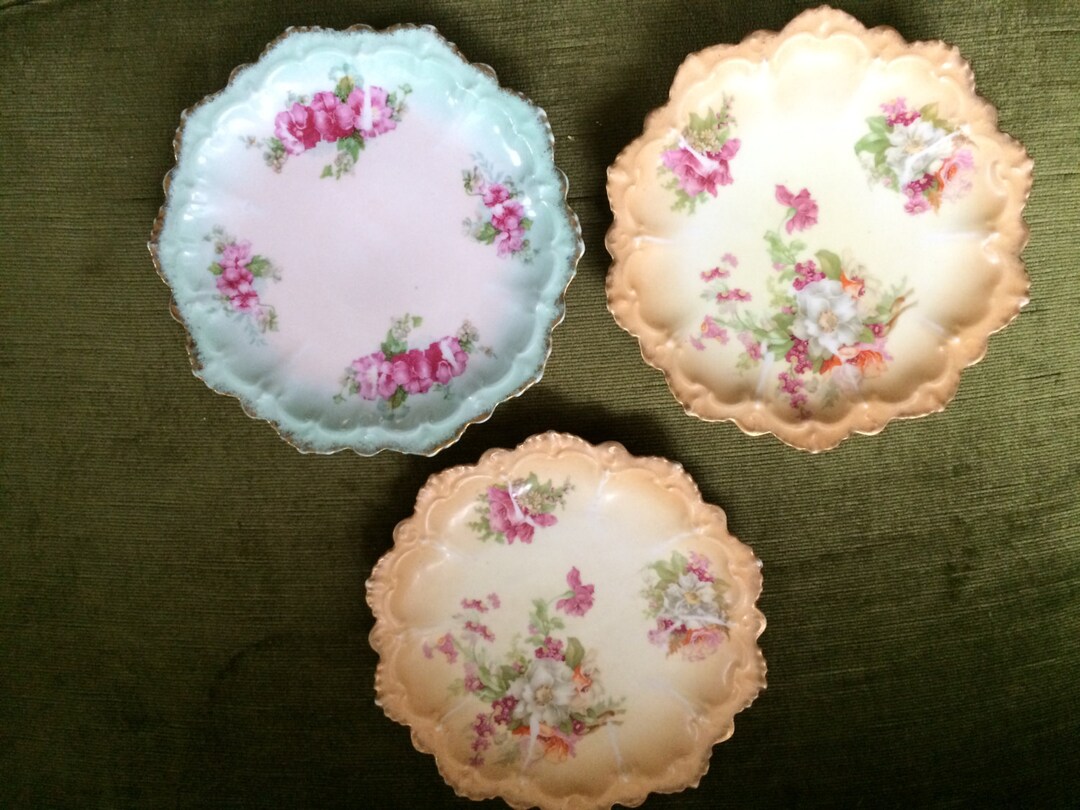 M Z Austria, Moritz Zdekauer 3 Small Porcelain Plates Rococo Style ...