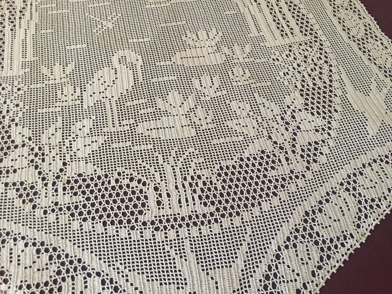 Mary Card Designed "pond Lily" (1930s) Filet Crochet Lace Large ...