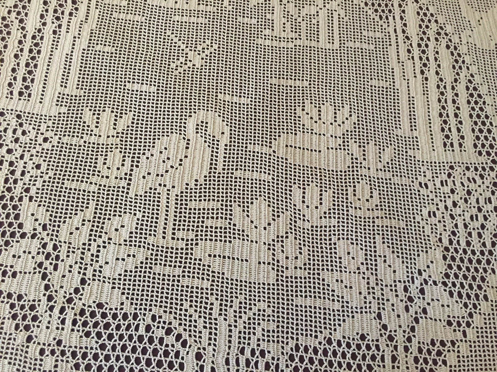 Mary Card Designed "pond Lily" (1930s) Filet Crochet Lace Large ...