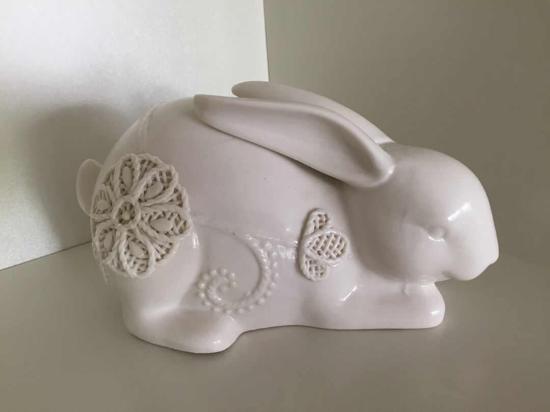 White Ceramic Rabbit Figurine Decorative Vintage Ornament - Etsy