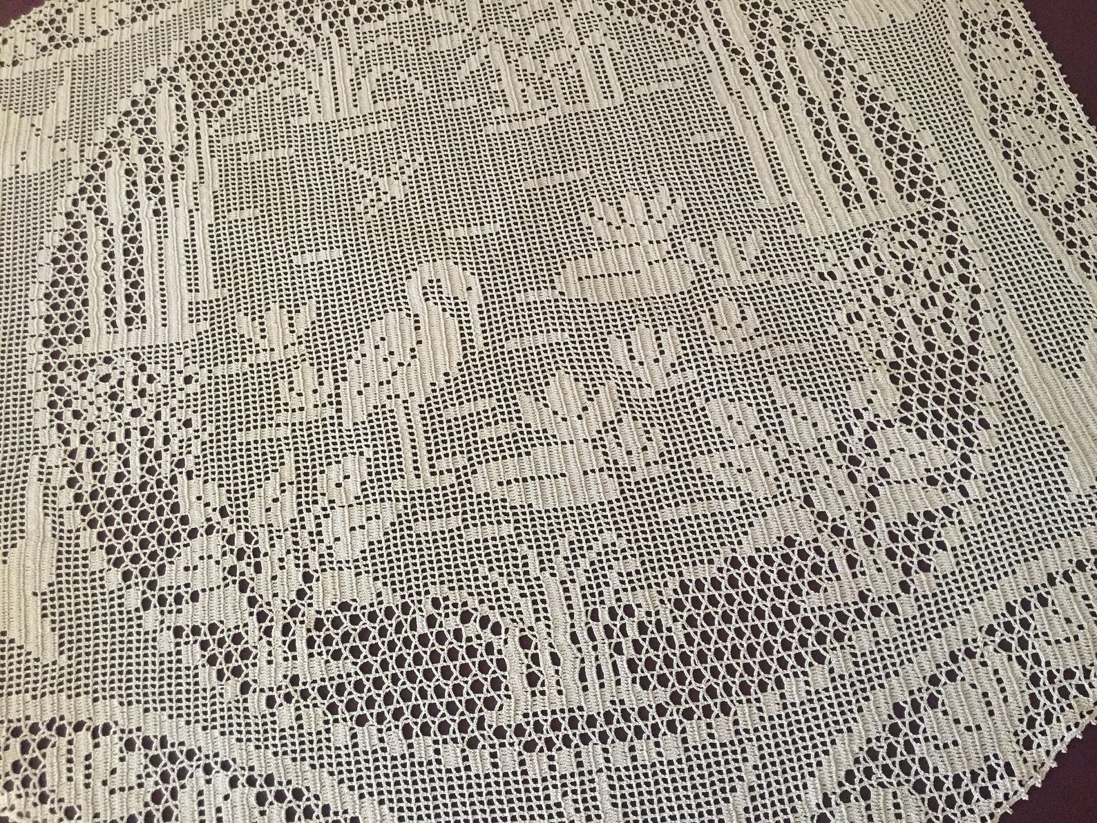 Mary Card Designed "pond Lily" (1930s) Filet Crochet Lace Large ...