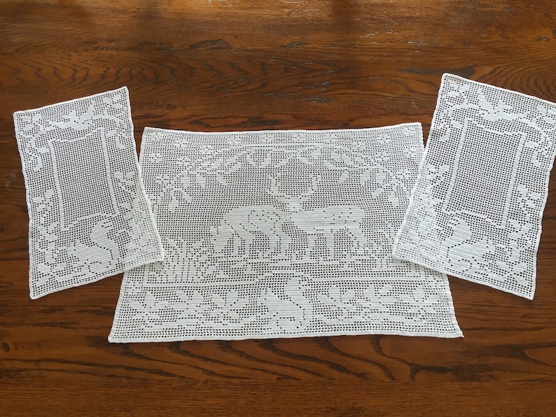 Mary Card Designed "woodland" Armchair Set (1931) Large Vintage Crochet ...