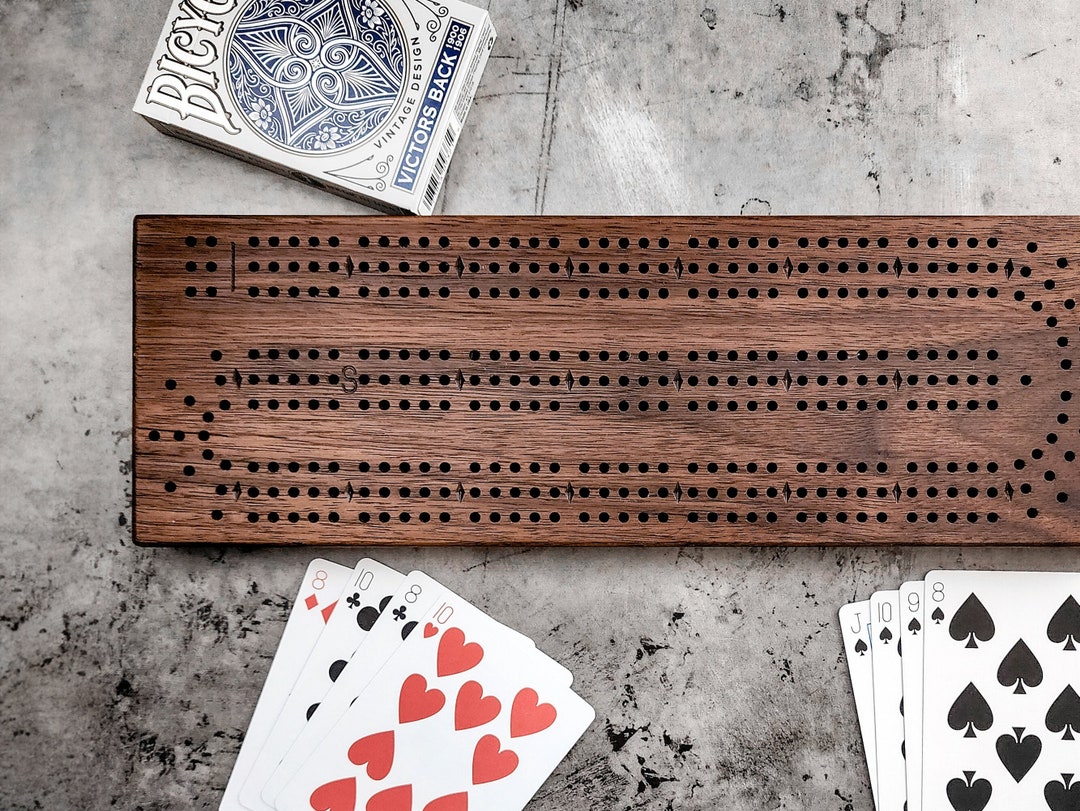 3 Track Walnut Cribbage Board With Metal Pegs, Personalized - Etsy