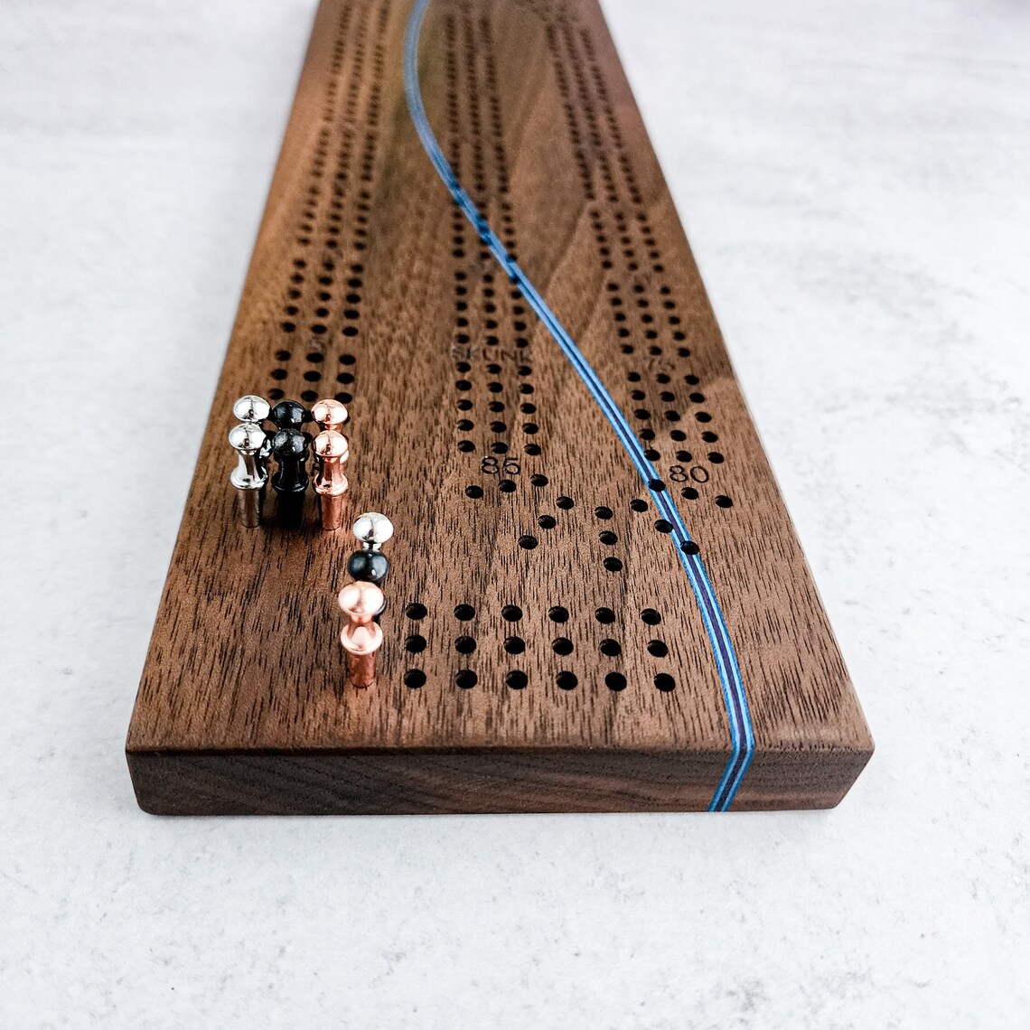 Cribbage Board With 3 Tracks Black Walnut, Unique Colorful Stripe - Etsy