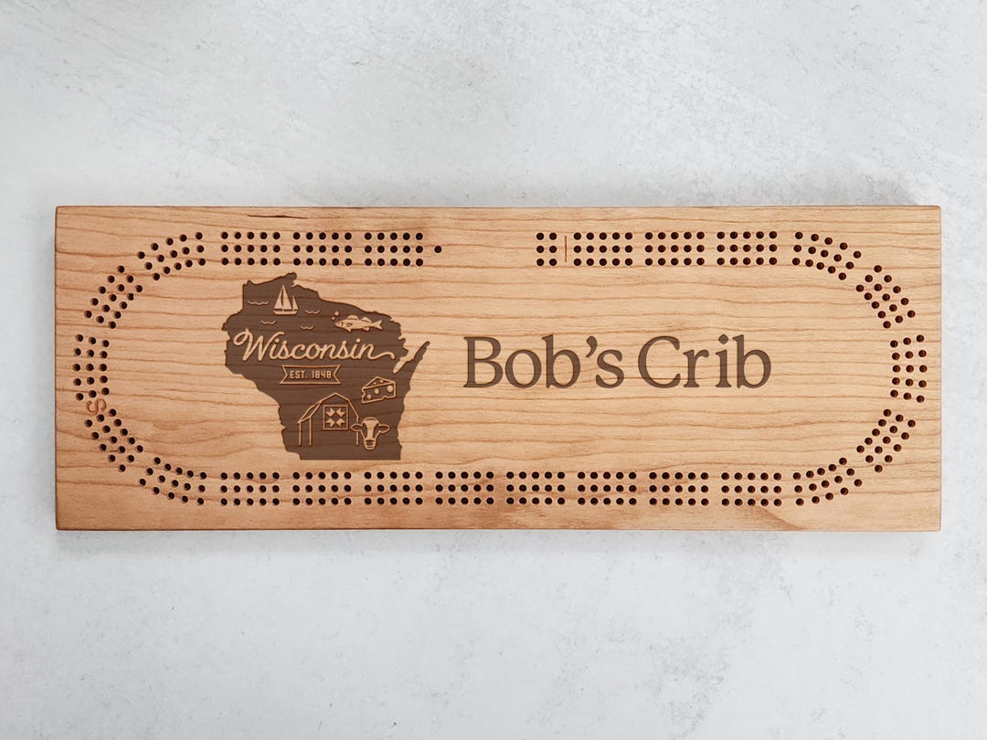 Personalized Wisconsin Cribbage Board: Maple or Cherry Wood, 3-track - Etsy