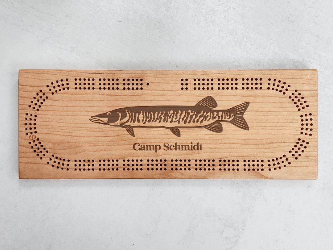 Cribbage Board, Muskie Fishing Crib Board, Birthday Gift for Dad ...