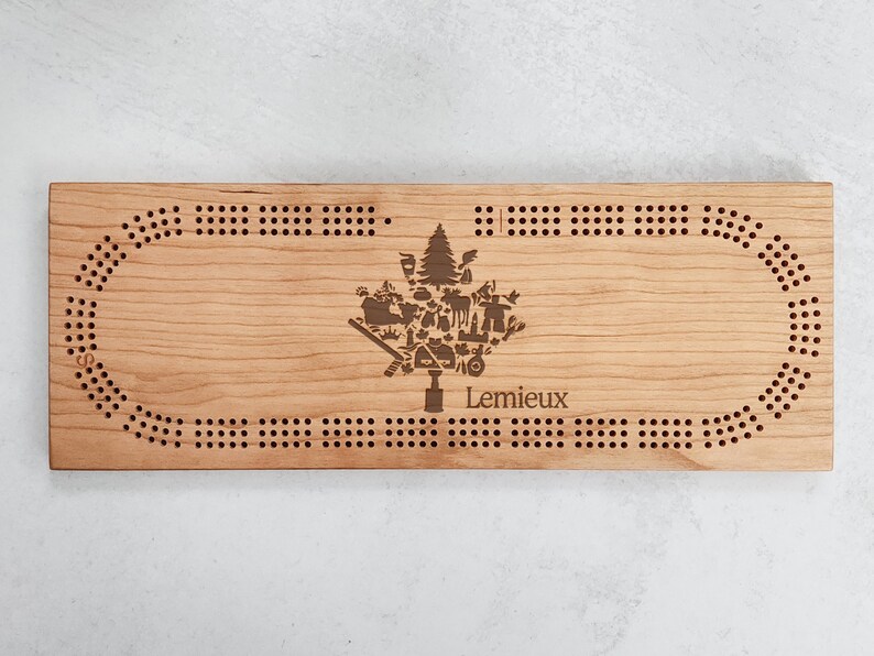 Personalized Canada Flag Cribbage Board: 3-player Maple or Cherry Wood ...