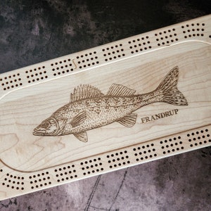 Cribbage Board, Personalized Fishing Crib Board, Walleye Fishing ...
