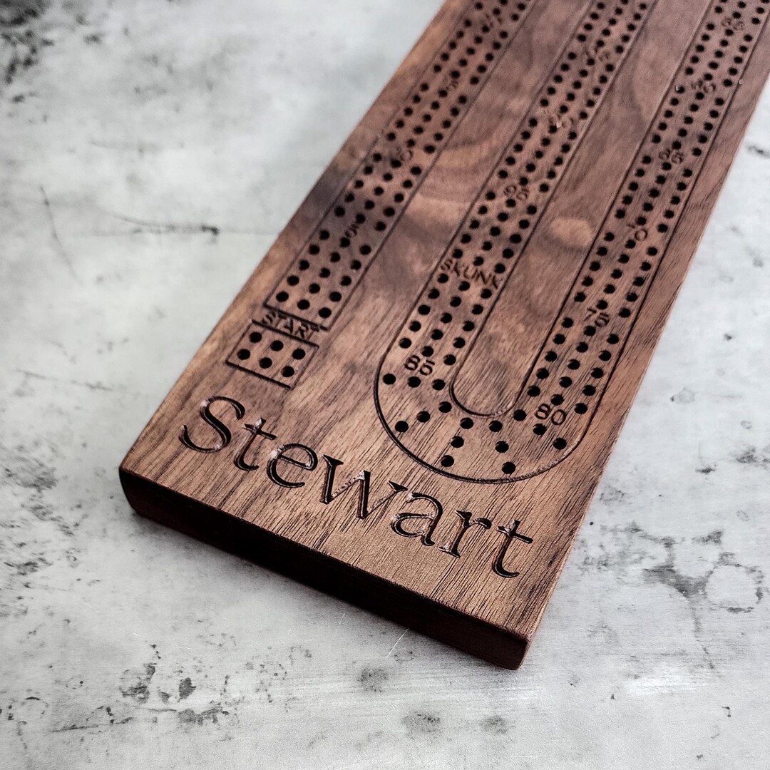 Walnut Cribbage Board: Personalized 3-track Game Board - Etsy