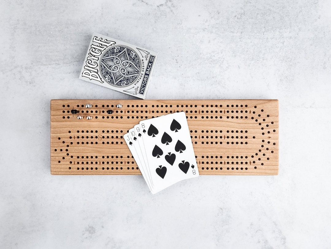 3-track Cribbage Board in Cherry, Walnut, or Maple: Compact Travel Game ...