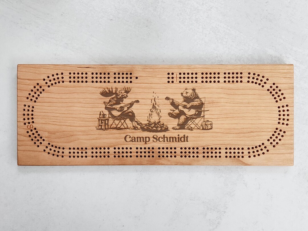 Funny Personalized Cribbage Board, Moose & Bear Campfire Crib Board: 3 ...
