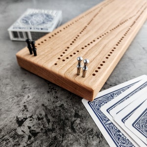 Tournament Style Cribbage Board, 2 Player Handmade Cherry Crib Board ...