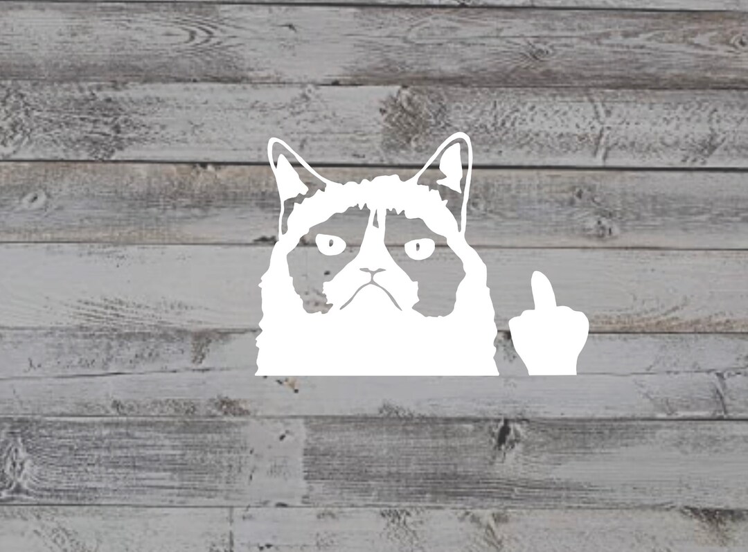Grumpy Cat Funny Sticker With Middle Finger Made of Vinyl for Cars ...