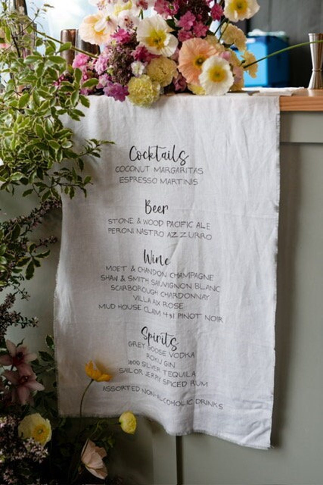 Millie Hand Lettered Linen Bar Sign - Etsy