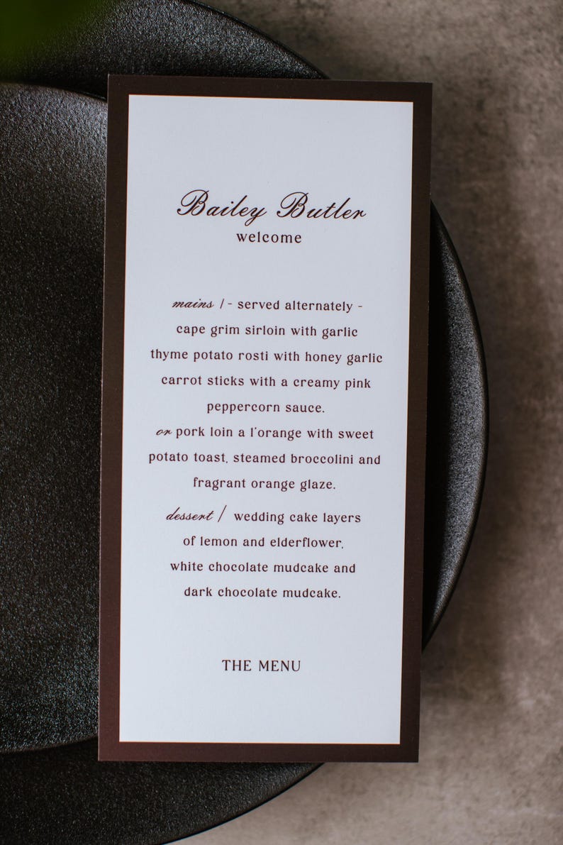 SYBIL | Old Money Brown Menu - Etsy