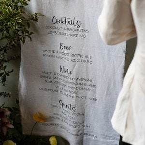 Millie | Hand Lettered Linen Bar Sign - Etsy
