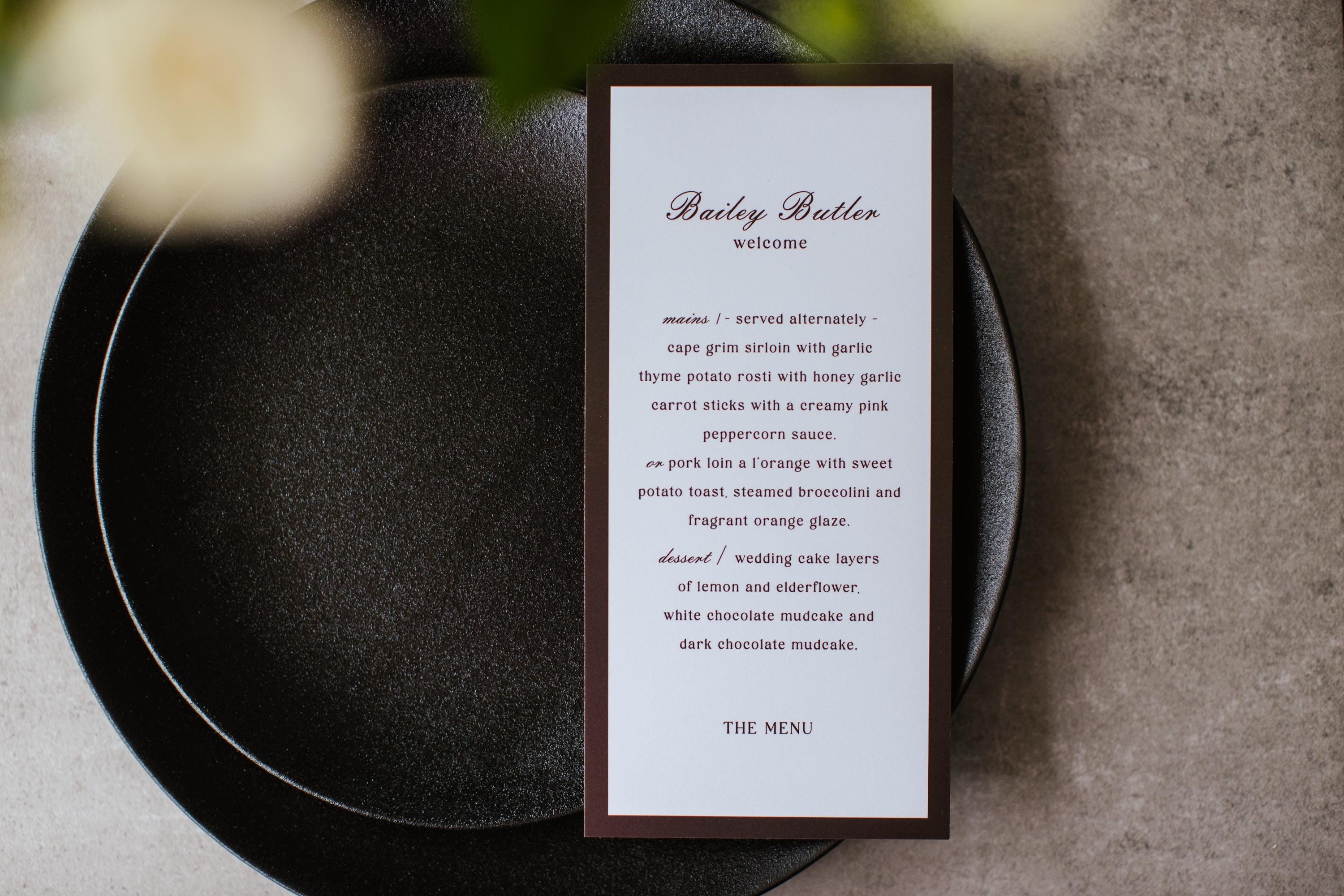 SYBIL | Old Money Brown Menu - Etsy