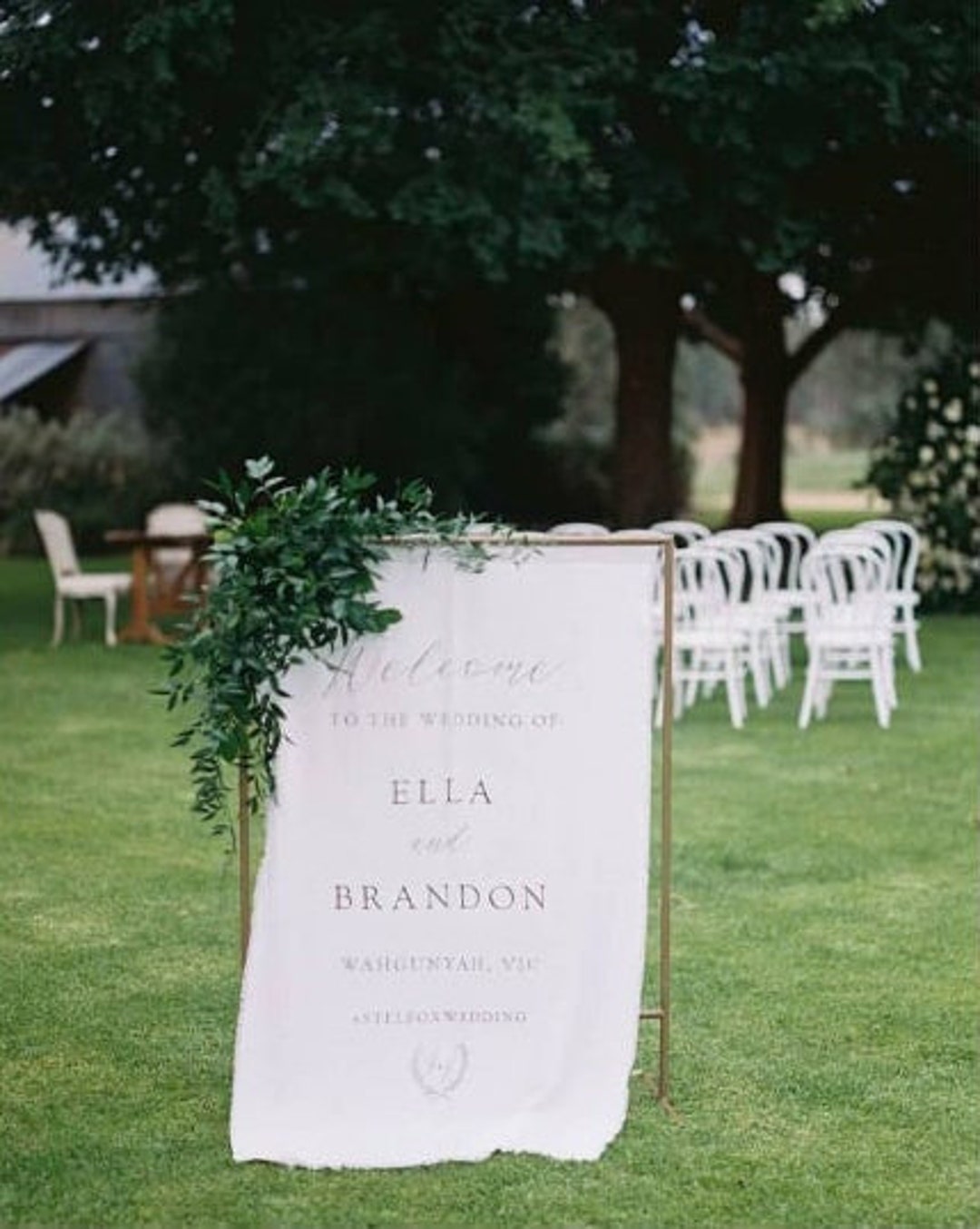 Handlettered Linen Welcome Sign - Etsy