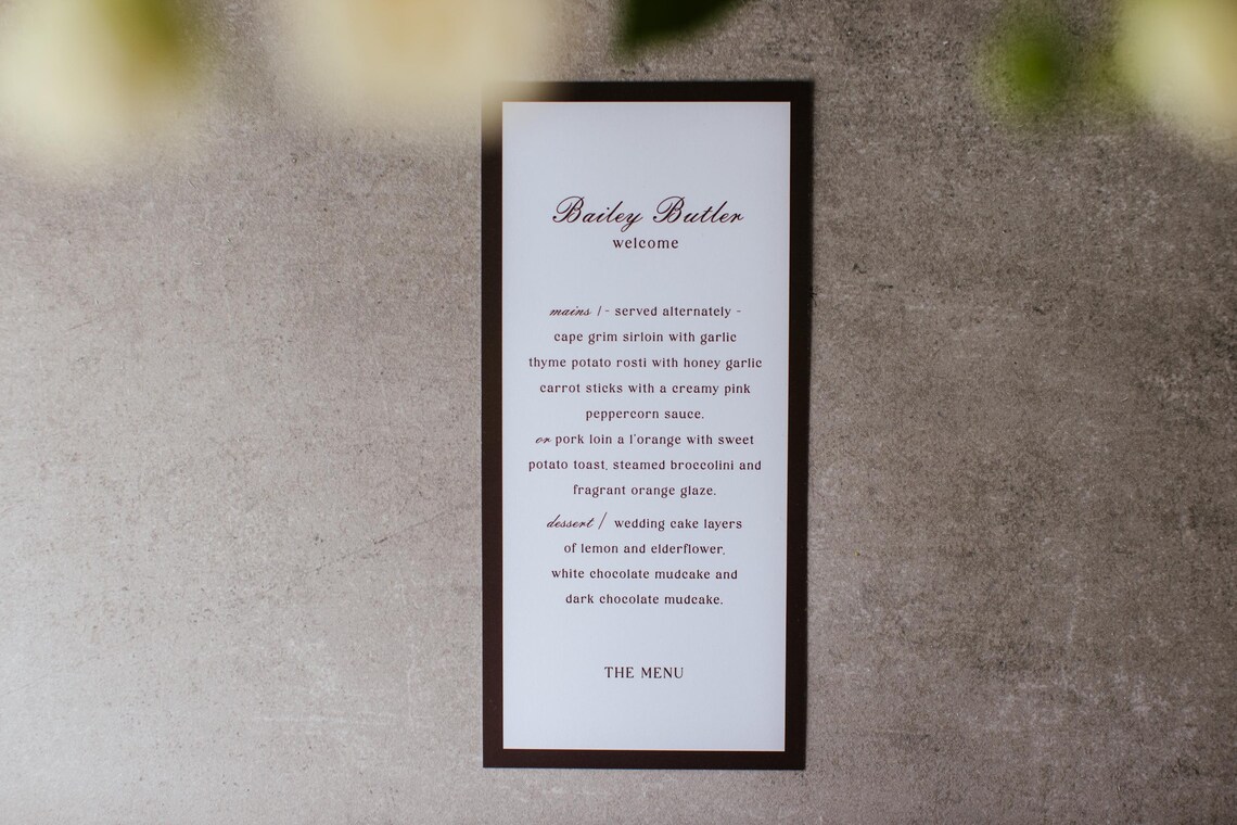 SYBIL | Old Money Brown Menu - Etsy