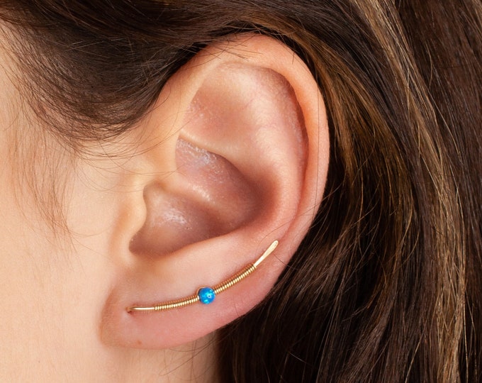 3mm Garnet EAR CLIMBER Earrings // 14k Rose Gold Filled Ear Pins up the ...