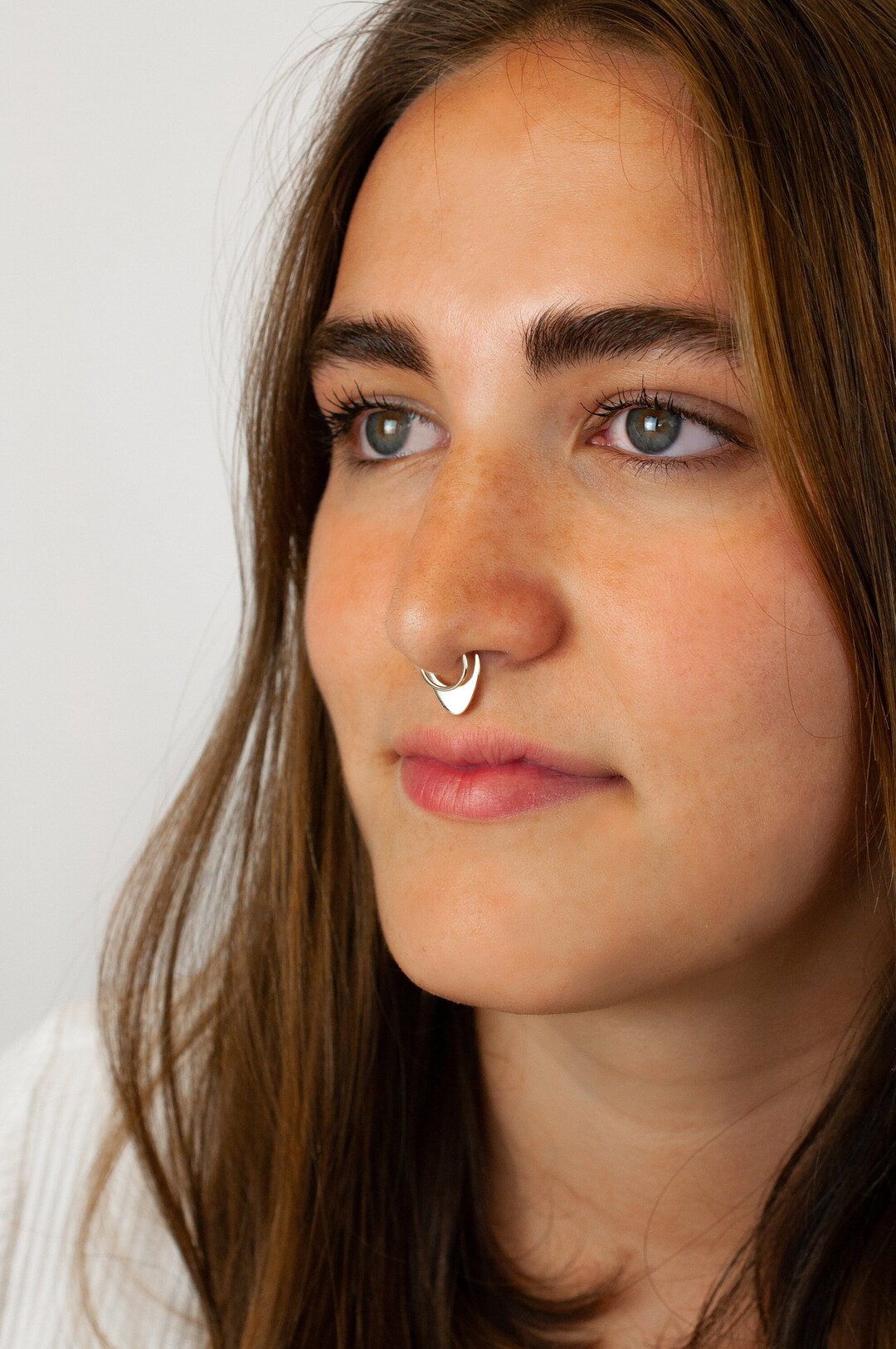 Double Hoop Clip on Septum Fake Piercing, Nose Cuff, Double V Spike ...