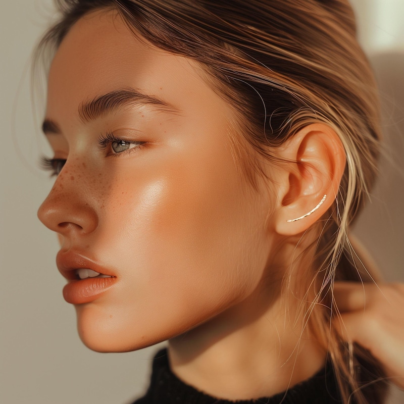 Ear Jacket Long Gold Bar - Etsy