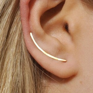 14K Gold Filled Bar Stud Earring, Crawlers Earrings, Ear Climbers ...