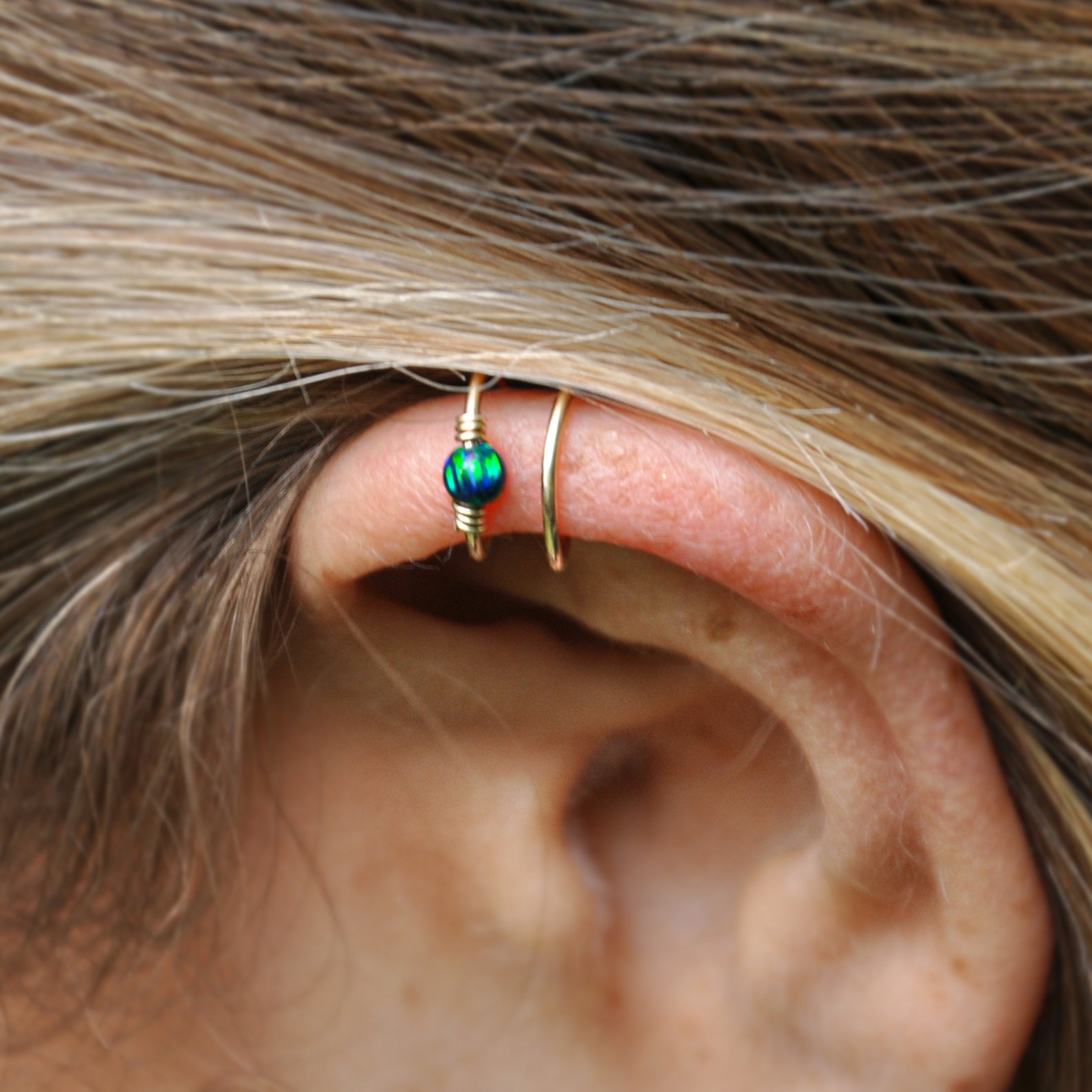 Opal Ear Cuff, Opal Earrings, Opal Jewelry, Fake Piercing, Ear Cuff Gold, No Piercing Ear Cuff ...