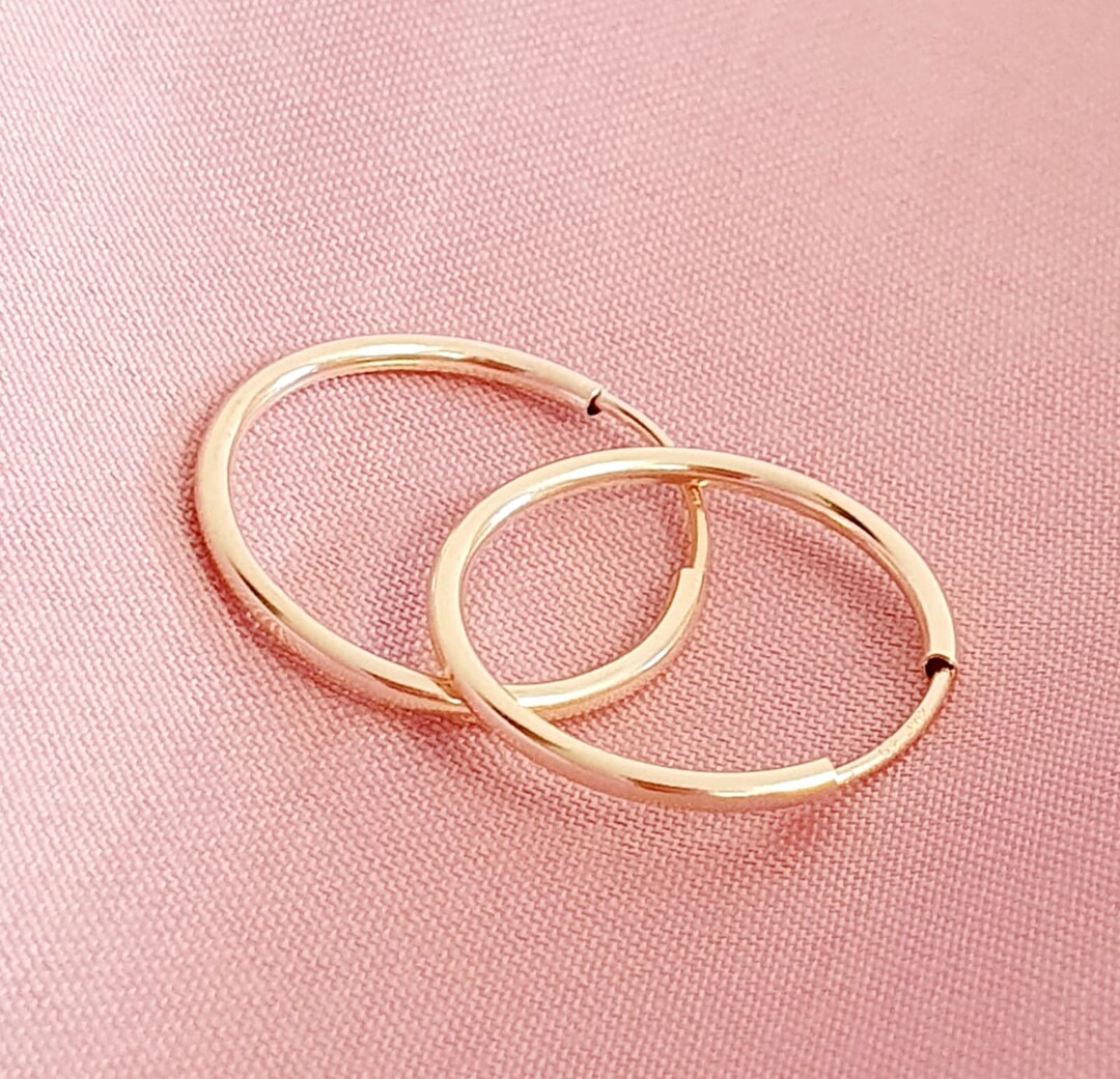 Solid Gold Filled 14K Hoop Earrings, Ear Stack Set, Lightweight ...
