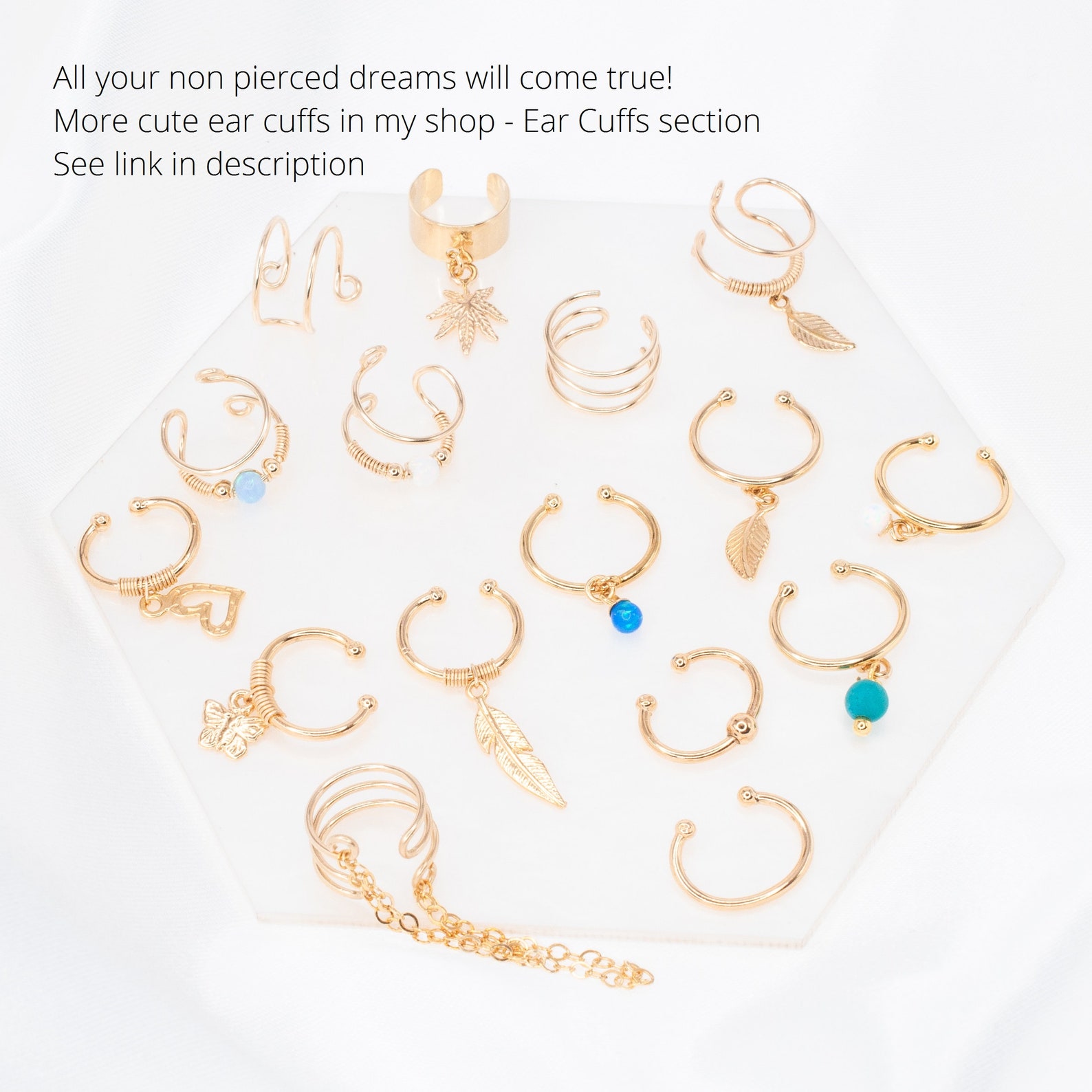 Helix Earrings Fake Helix Piercing Ear Cuff Gold 3 Ring - Etsy