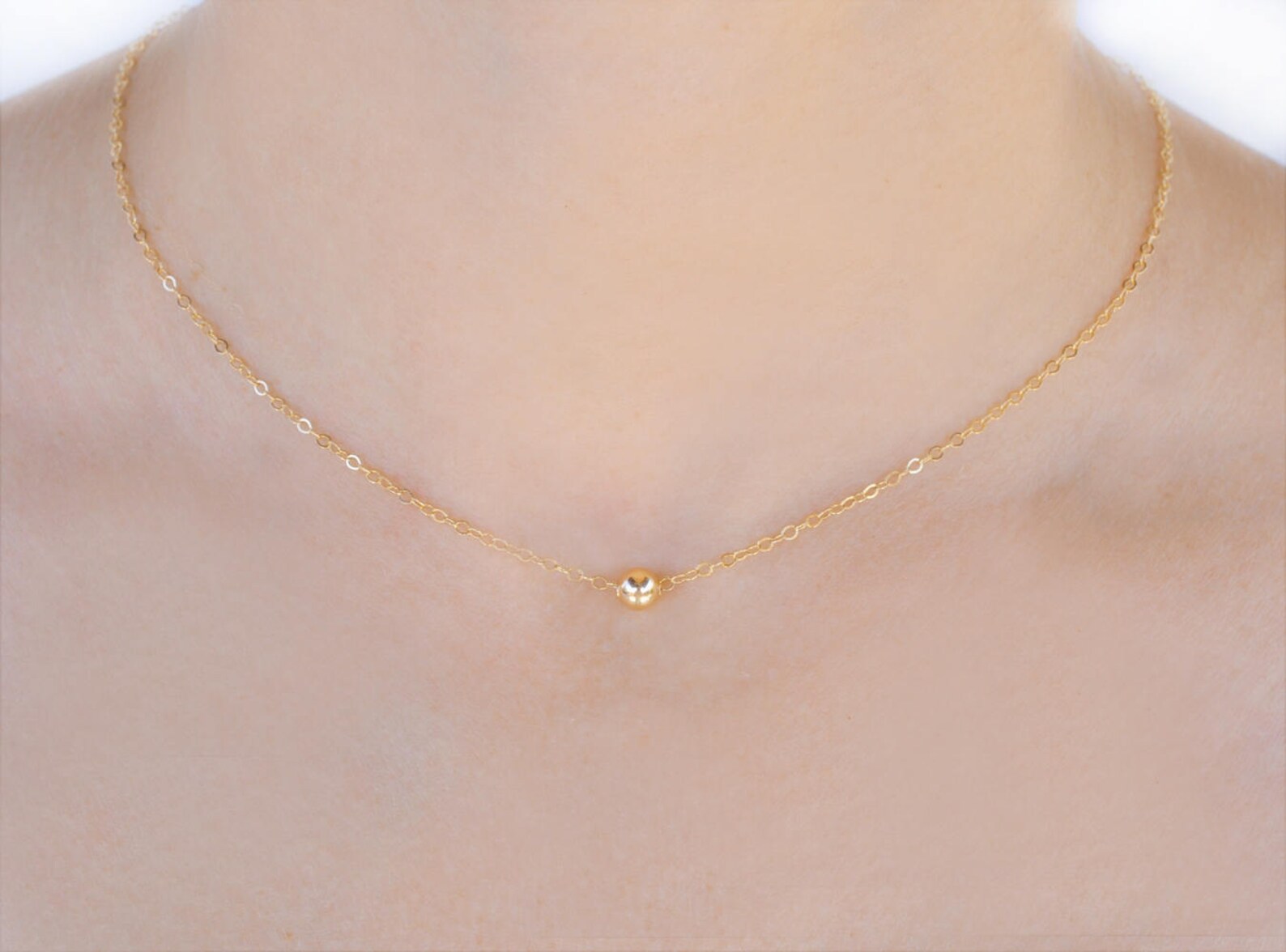 14K Gold Bead Necklace Gold Ball Necklace Gold Filled - Etsy